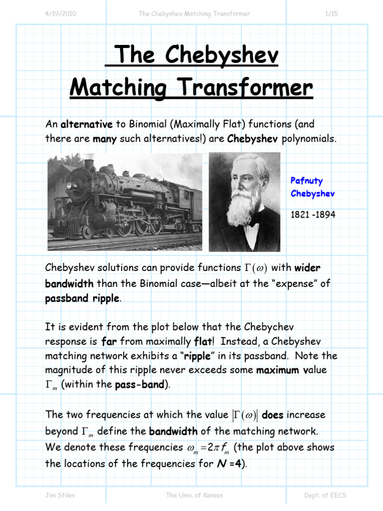 Chebyshev Transformer Design and Bandwidth | PDF | Telecommunications ...