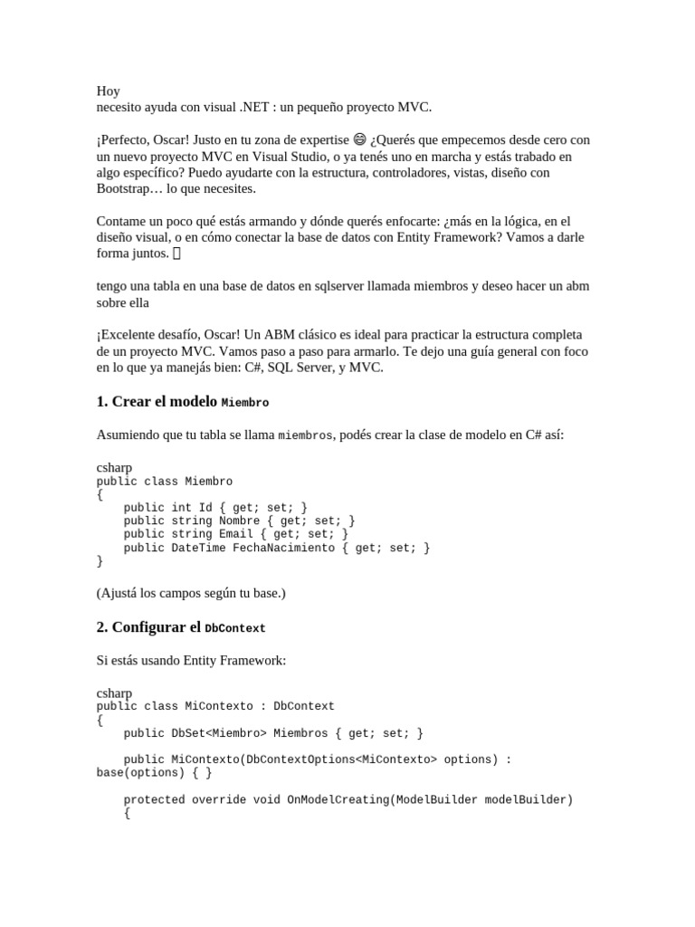 Practica MVC Dot Net | PDF | C Sharp (lenguaje de programación) | SQL
