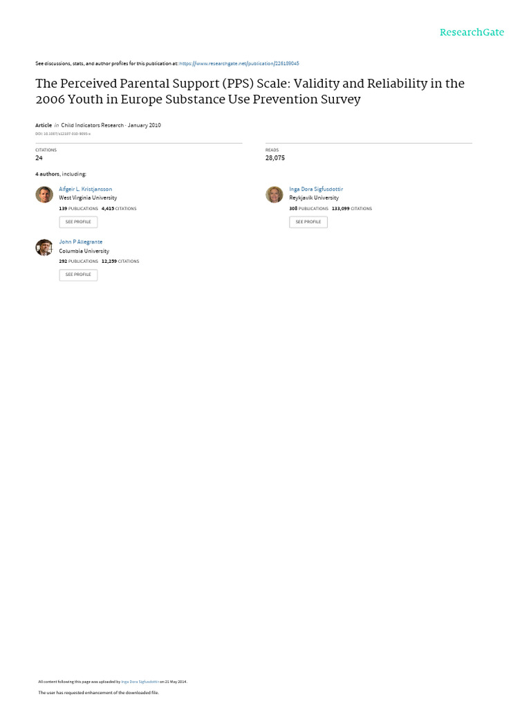 Validity of the PPS Scale in Youth | PDF | Social Support | Factor Analysis