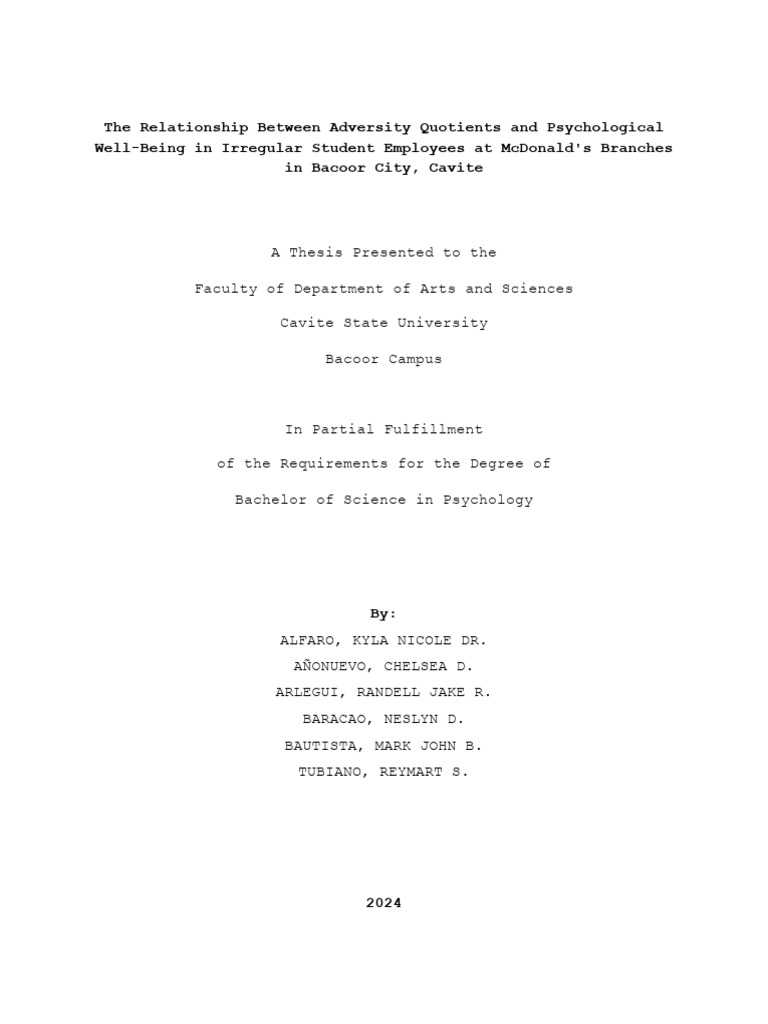 Thesis Paper For Topic 2 | PDF | Psychological Resilience | Psychology