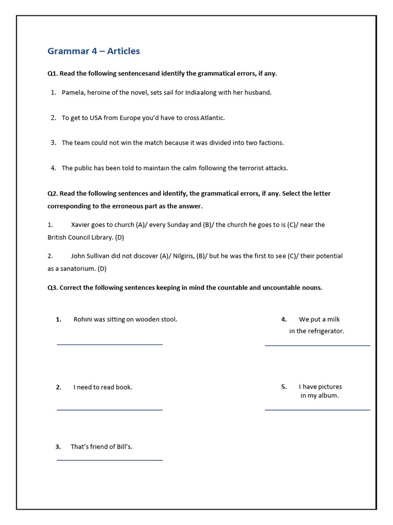 Grammar Articles | PDF