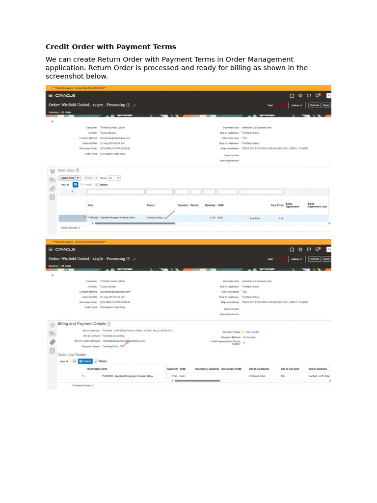 Credit Order With Payment Terms | PDF