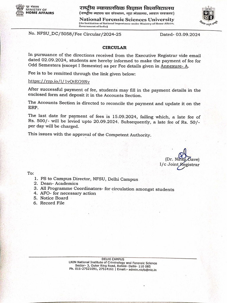 Fee Structure - BBA MBA - 3rd Semester | PDF