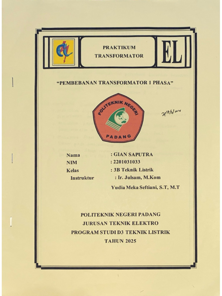 Pembebanan Transformator 1 Phasa | PDF