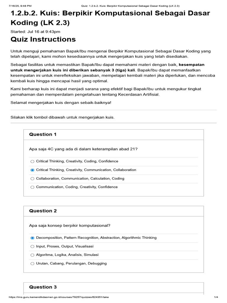 Quiz - 1.2.b.2. Kuis - Berpikir Komputasional Sebagai Dasar Koding (LK ...