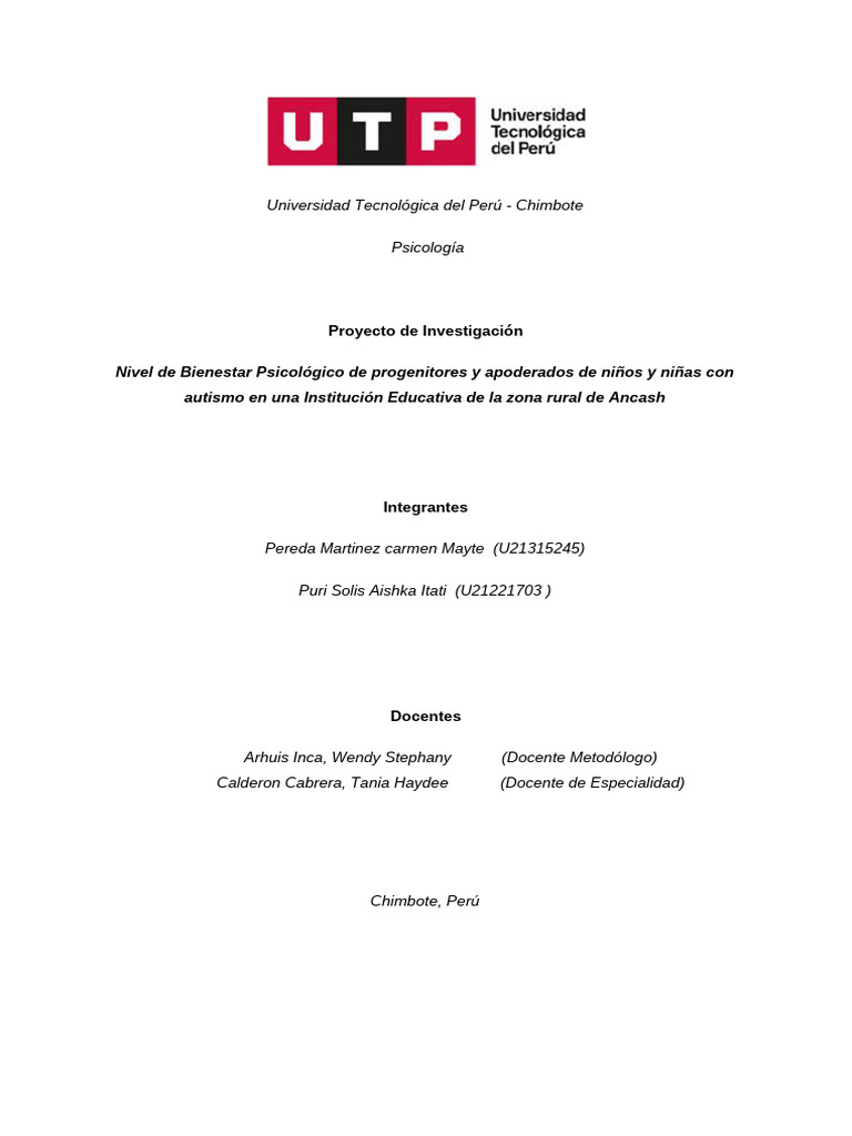 Nivel de Bienestar Ps en Padres - Pereda | PDF | Autismo | Depresión (estado de ánimo)