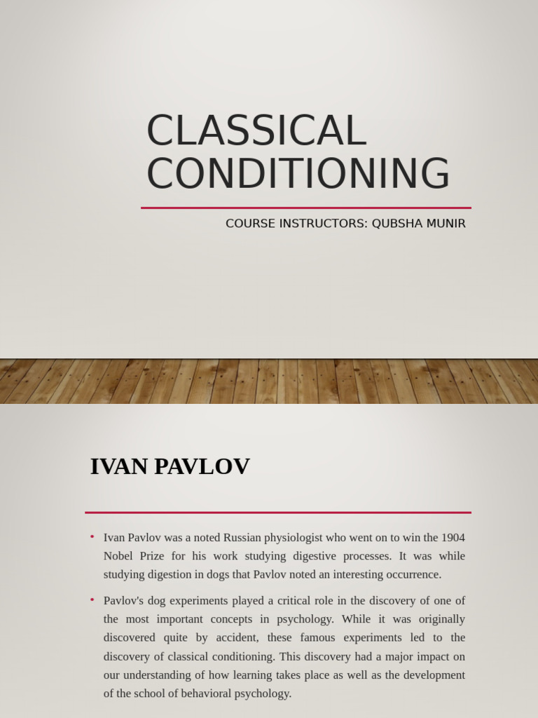 Classical Conditioning Theory Pdf Classical Conditioning Phobia