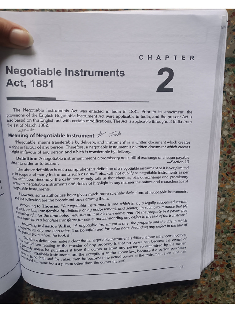 Negotiable Instrument Act, 1881 | PDF