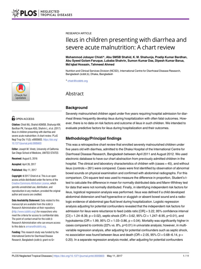 Ileus in Children Presenting With Diarrhea and Severe Acue Malnutrition ...