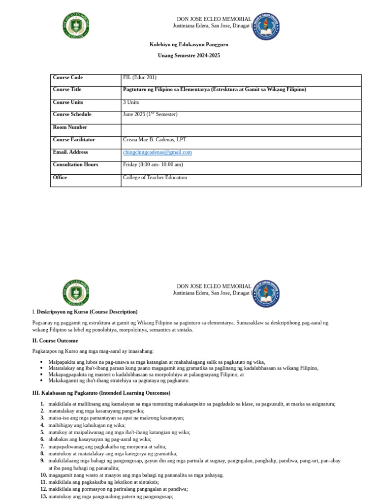 FILIPINO (Educ 201) | PDF