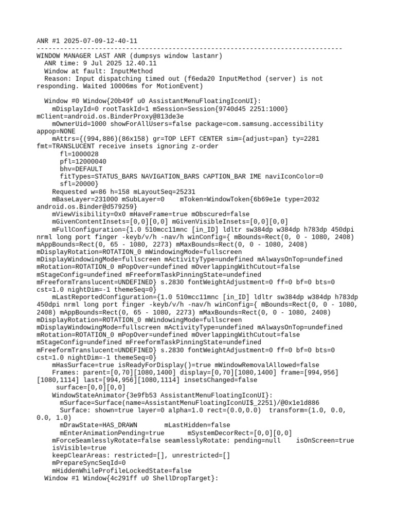 Dumpsys ANR WindowManager | PDF | System Software | Software