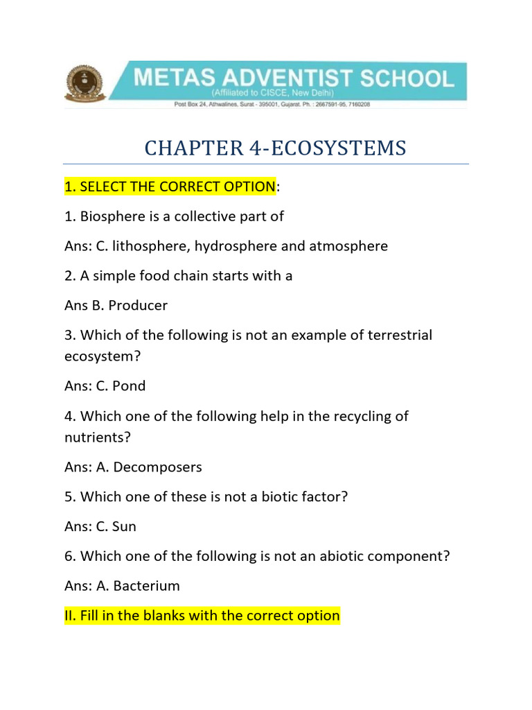 CHAPTER 4 Ecosystems | PDF | Ecosystem | Food Web