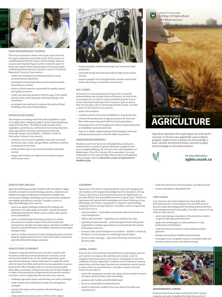 Careers in Food and Agriculture Sciences | PDF | Agriculture | Soil