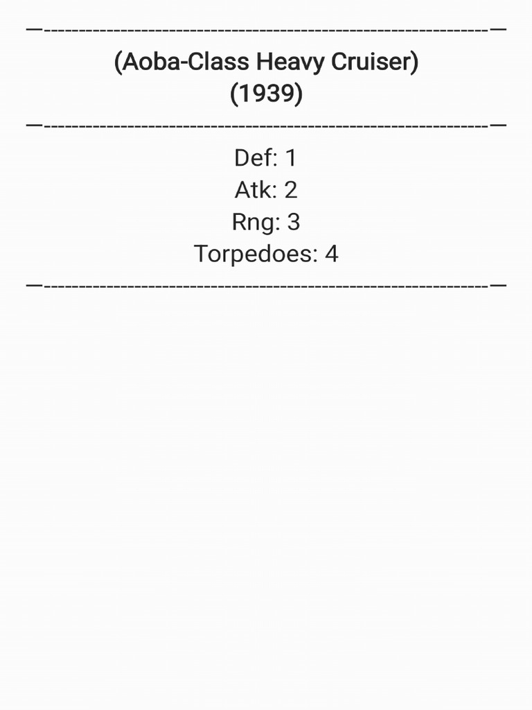 Aoba-Class Heavy Cruiser | PDF