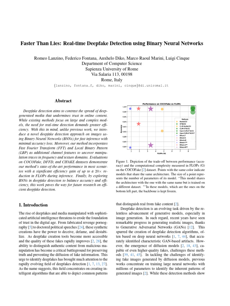 Faster Than Lies Real-Time Deepfake Detection Using Binary Neural Networks | PDF | Receiver ...