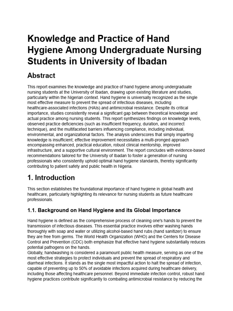 Hand Hygiene Knowledge in Nursing Students | PDF | Hand Washing | Infection
