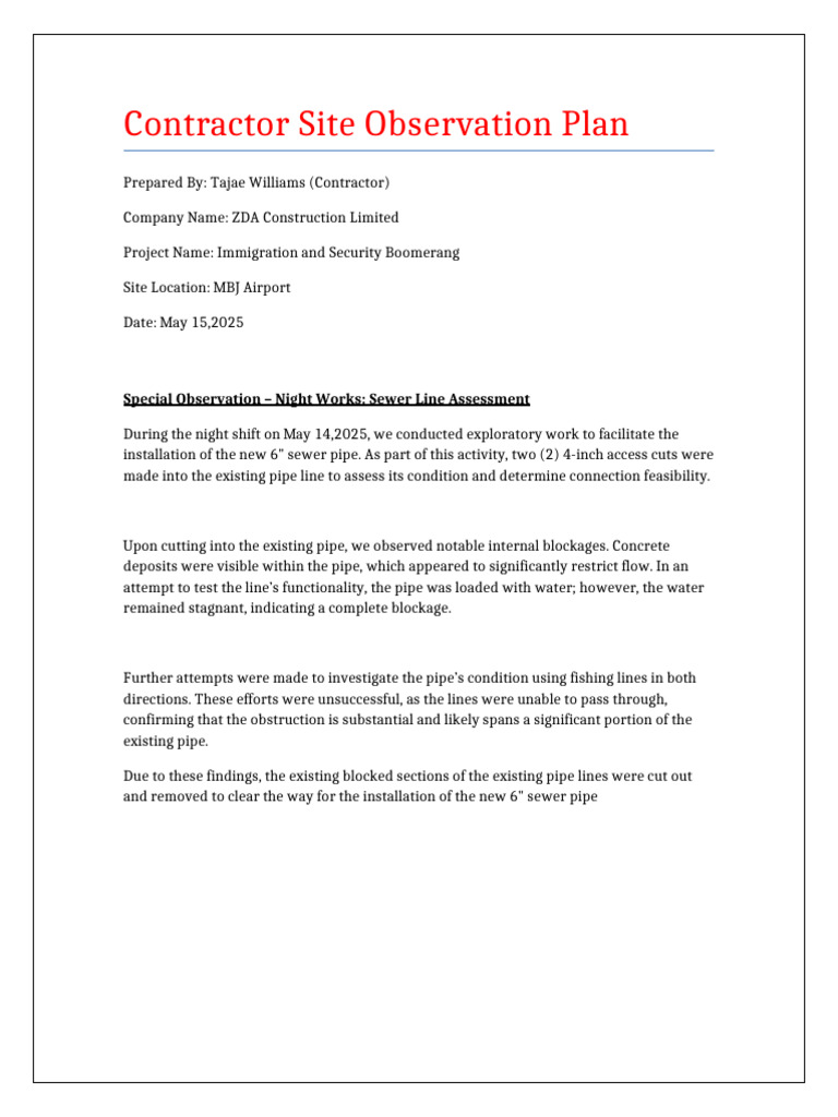 Site Observation Plan | PDF