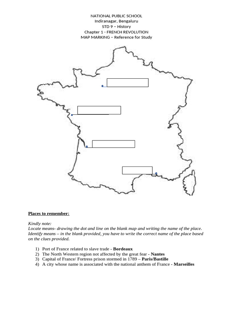 French Revolution Map Study Guide | PDF