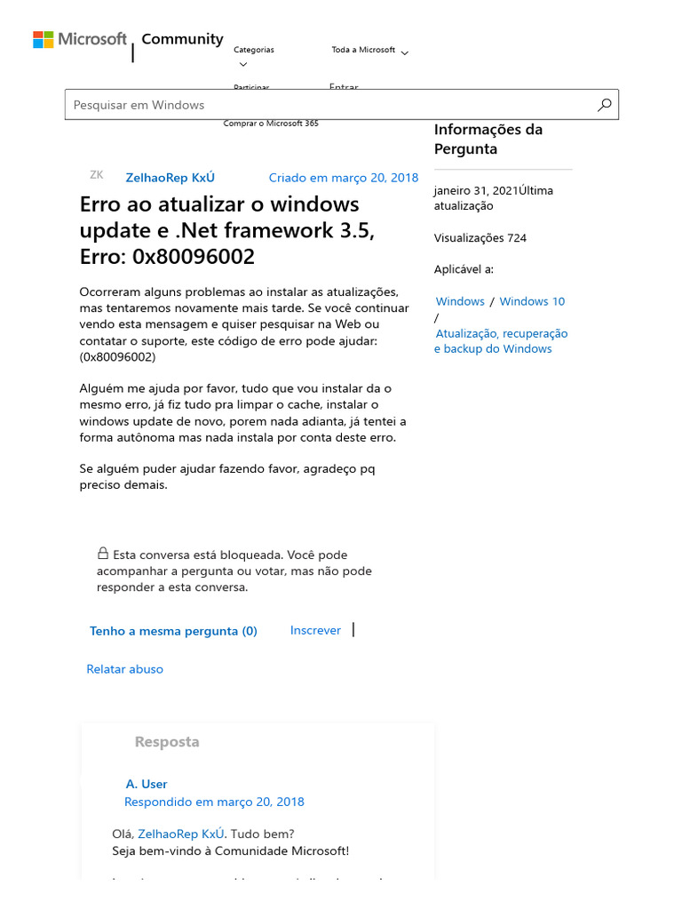 Erro Ao Atualizar o Windows Update e .Net Framework 3.5, Erro - Microsoft Community | PDF ...