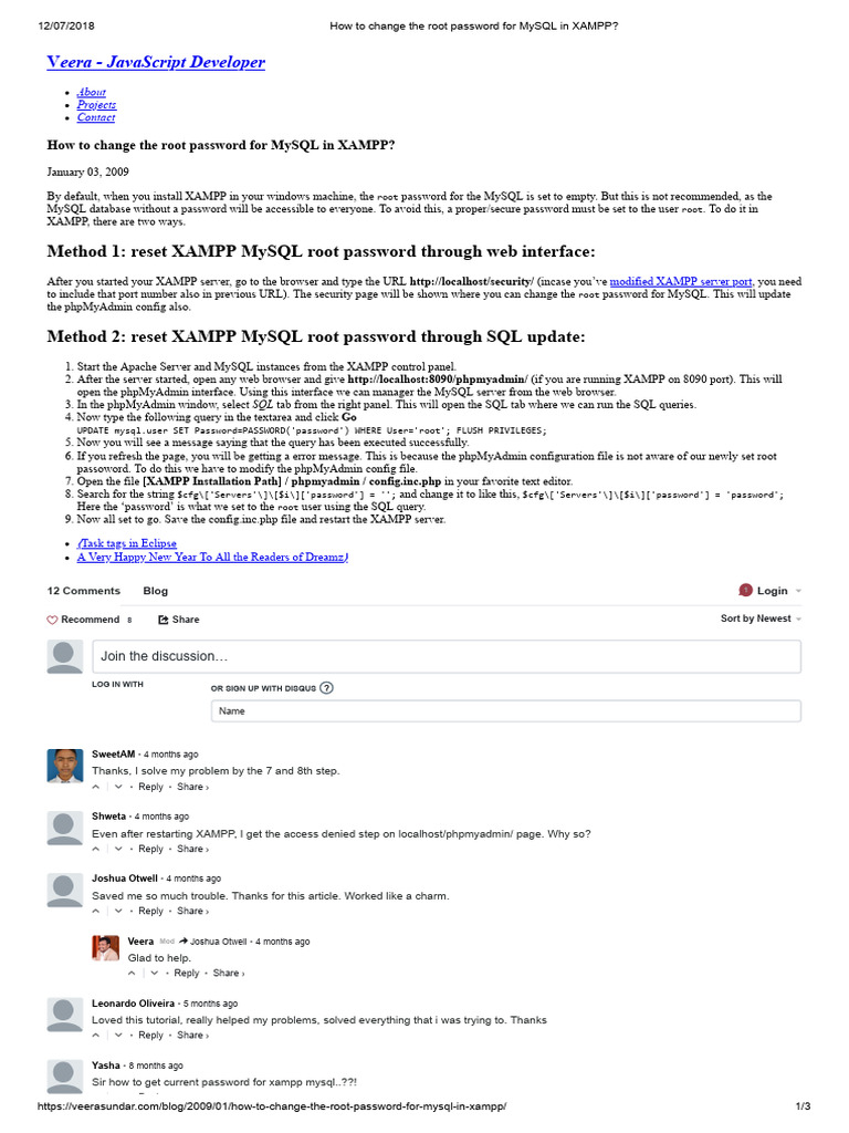 How To Change The Root Password For MySQL in XAMPP | PDF | My Sql | Superuser