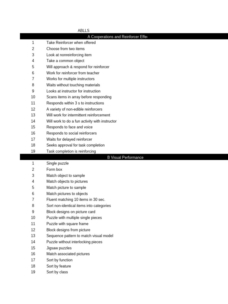 ABLLS Scoring and Reinforcement Guide | PDF | Noun | Verb