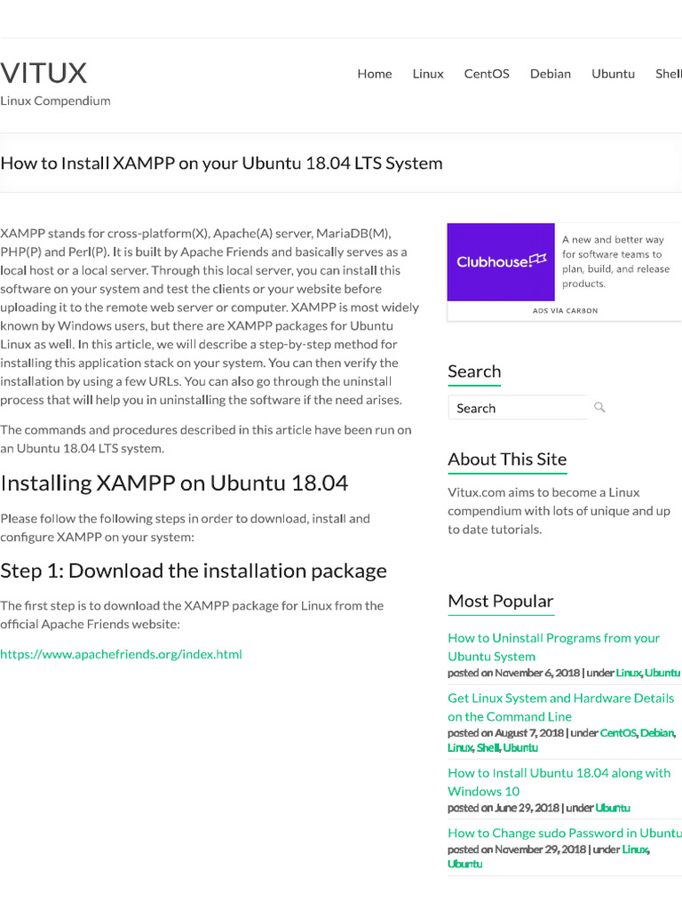 How To Install XAMPP On Your Ubuntu 18 | PDF