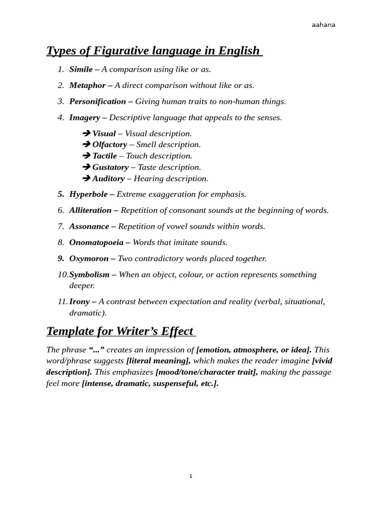 Types of Figurative Language Explained | PDF