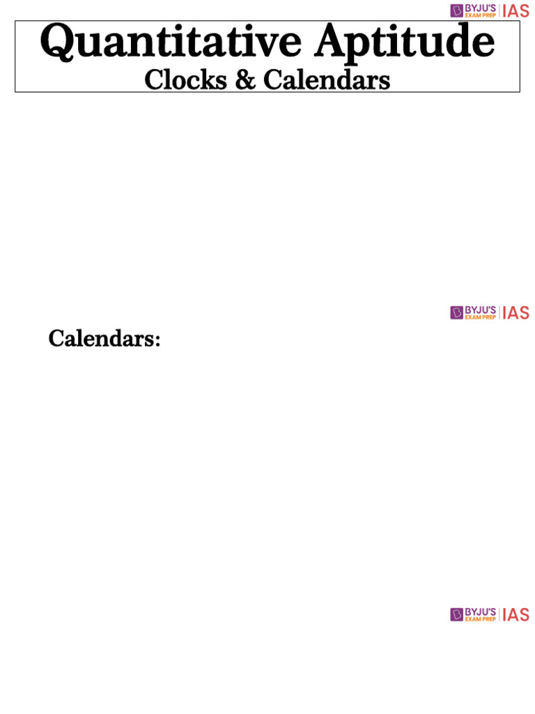 Clocks and Calendars Aptitude Test | PDF