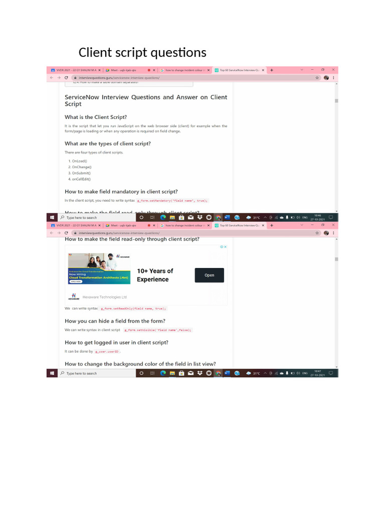 Client Script Questions | PDF