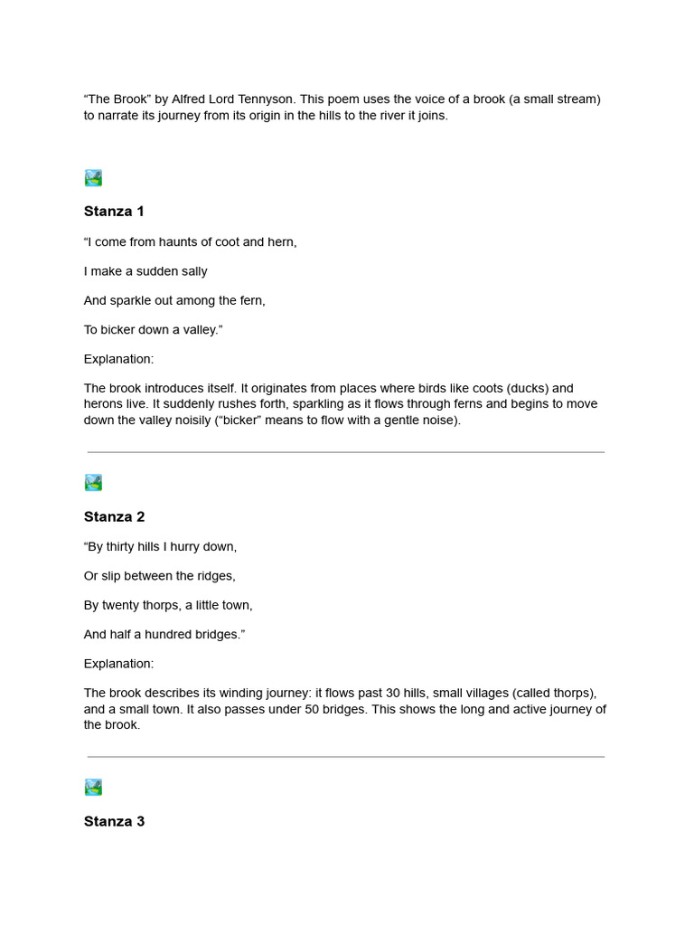 Revision Notes - The Brook | PDF