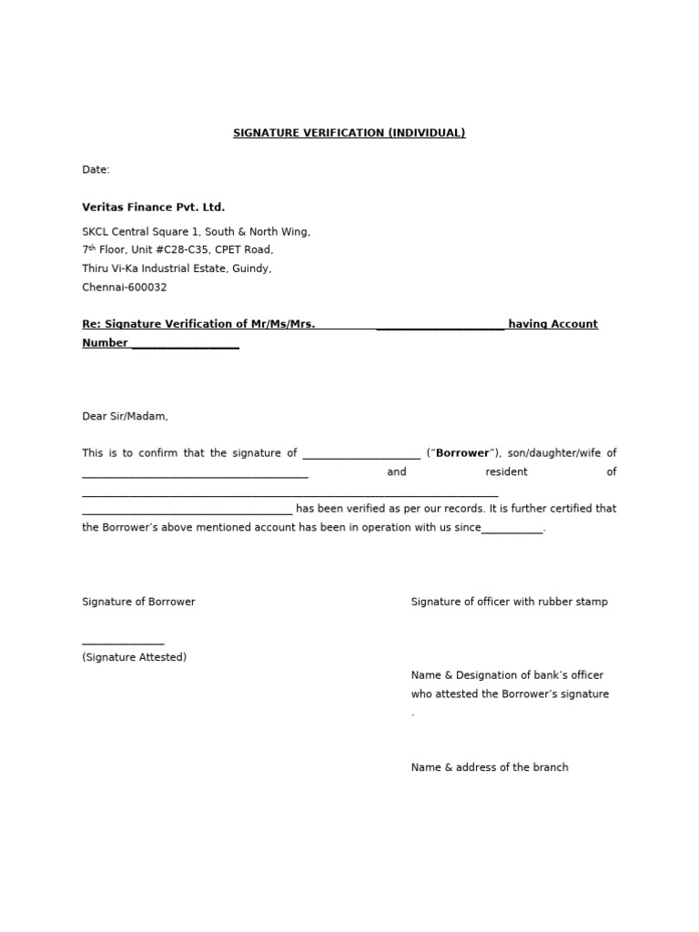 Signature Verification From Banker - Veritas | PDF