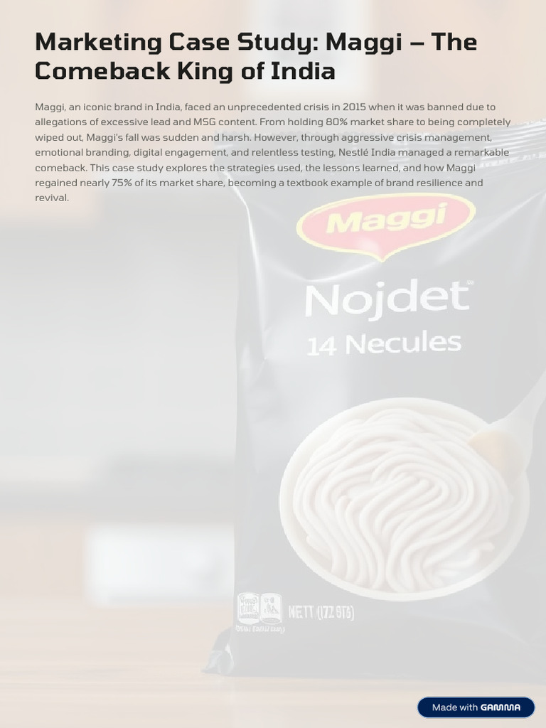 Marketing Case Study Maggi The Comeback King of India | PDF | Brand ...