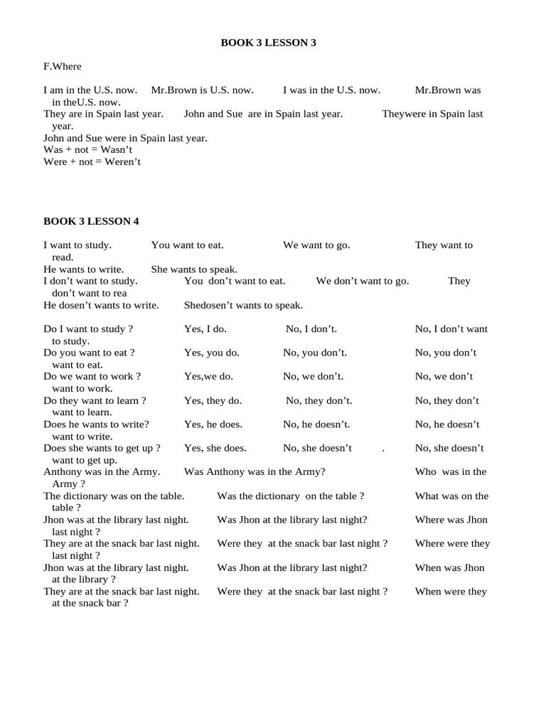 Book 3 Lesson 3 and Lesson 4 | PDF