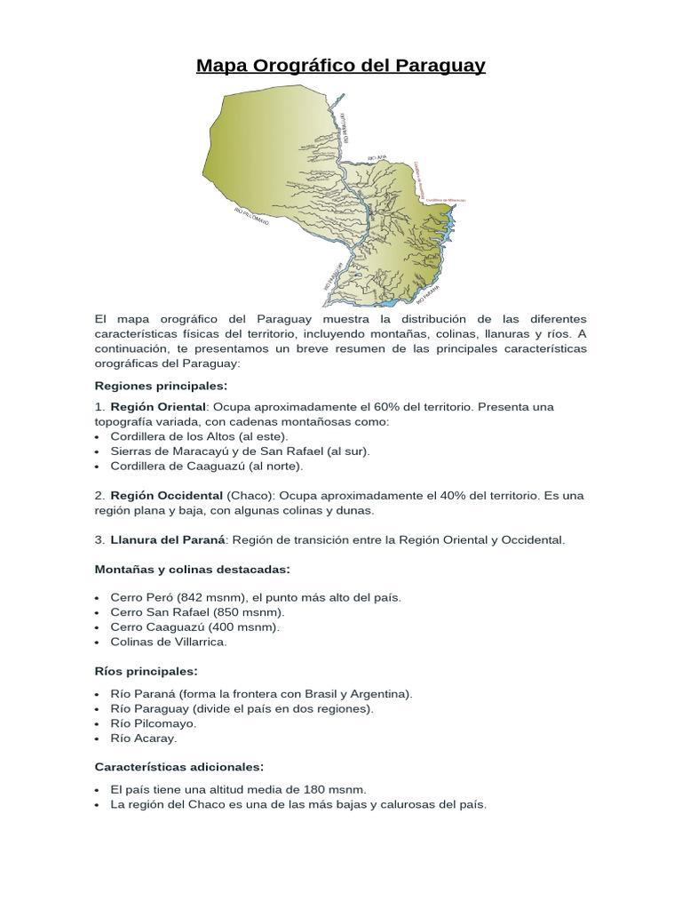 Mapa Orografico | PDF | Paraguay | Río