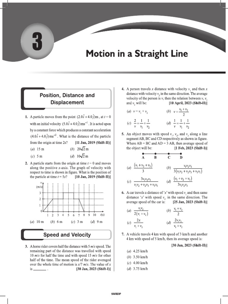 Motion in A Straight Line | PDF