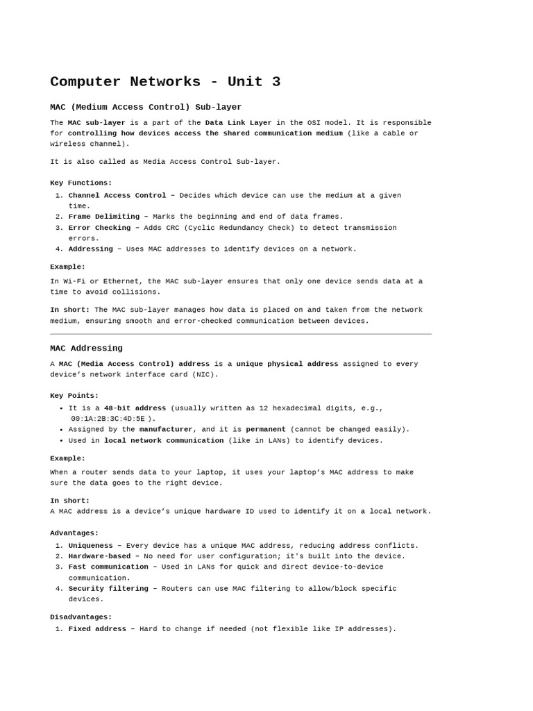 Computer Networks - Unit 3 | PDF | Computer Network | Channel Access Method