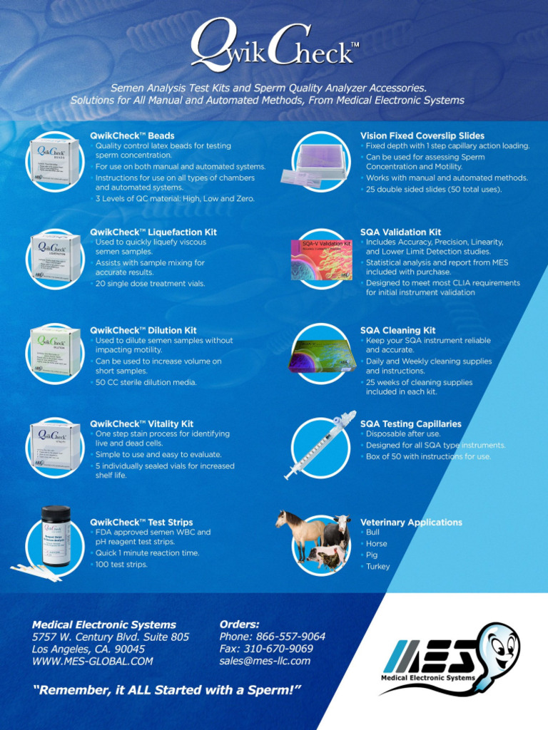MES Brochure QwikCheck Test Kits For Semen Analysis | PDF