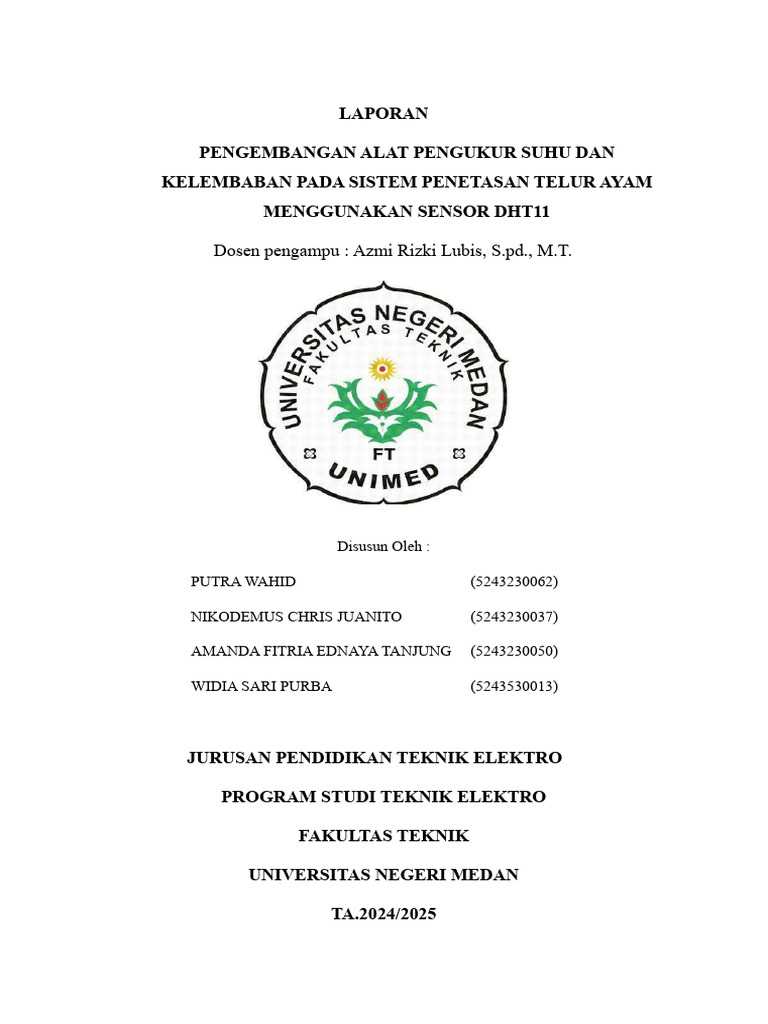 Alat Ukur Suhu Kelembaban DHT11 Penetas Telur | PDF