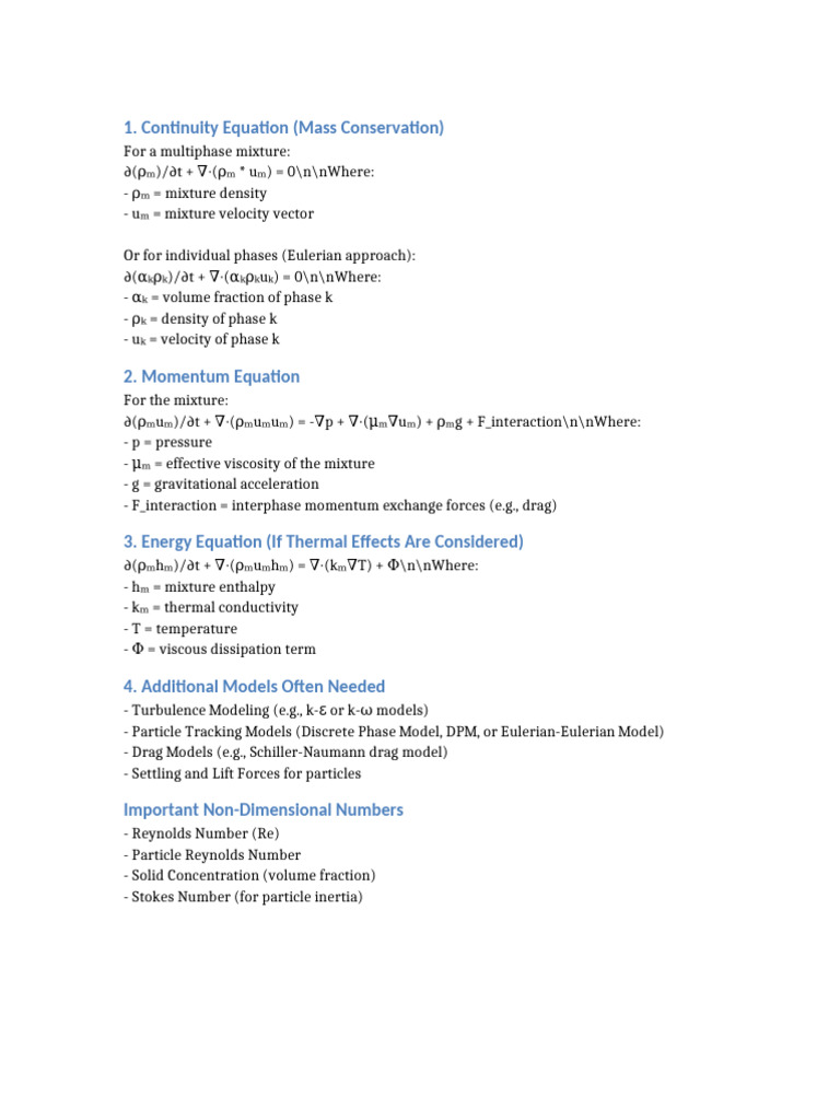 Slurry Flow Governing Equations | PDF
