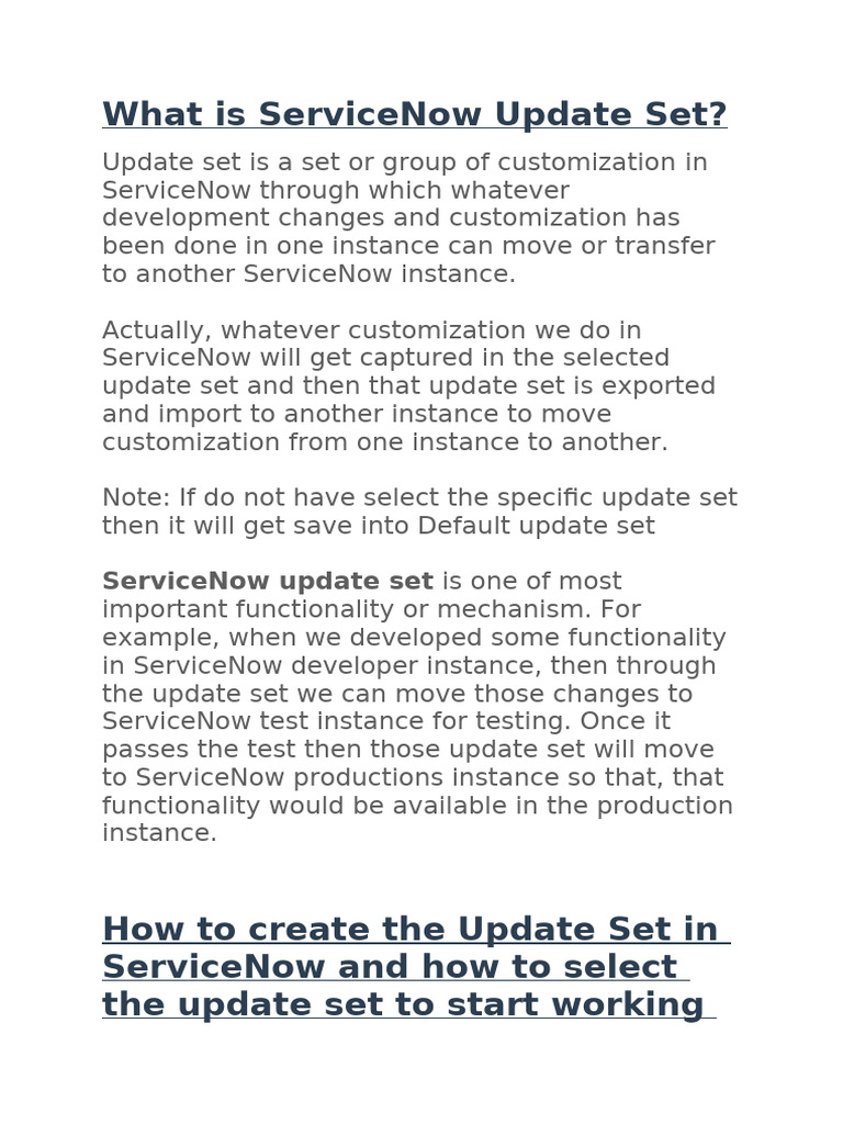 What Is ServiceNow Update Set | PDF | Software Engineering | System Software