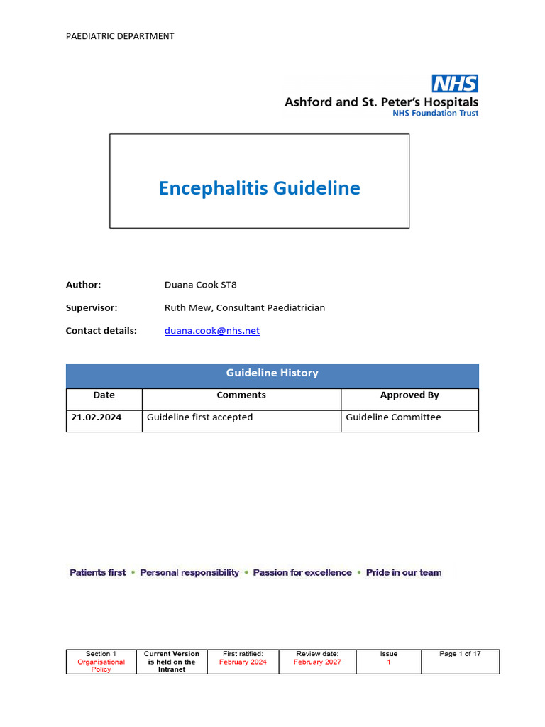 Meningitis and Encephalitis Guidelines | PDF | Meningitis | Neurology