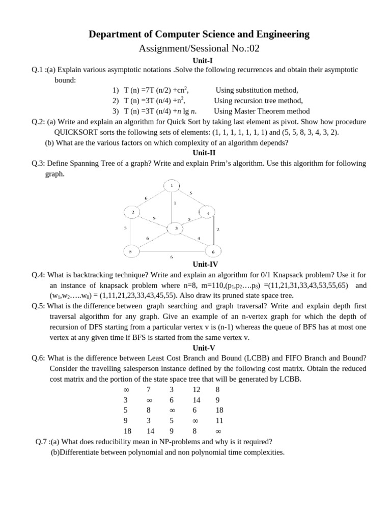 CSE-624 (Design and Analysis of Algorithms) - 02 | PDF | Discrete Mathematics | Theoretical ...