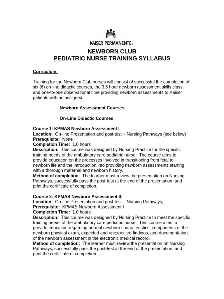 PediatricNewbornClubTraining Syllabus | PDF | Breastfeeding | Lactation