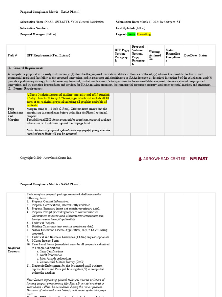 NASA Phase I Proposal Compliance Guide | PDF | Offer And Acceptance ...