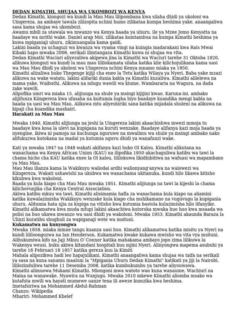 Dedan Kimathi | PDF