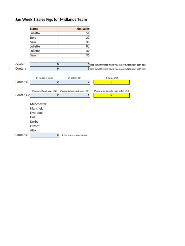 COUNTIF and SUMIF Basics - Answers | PDF