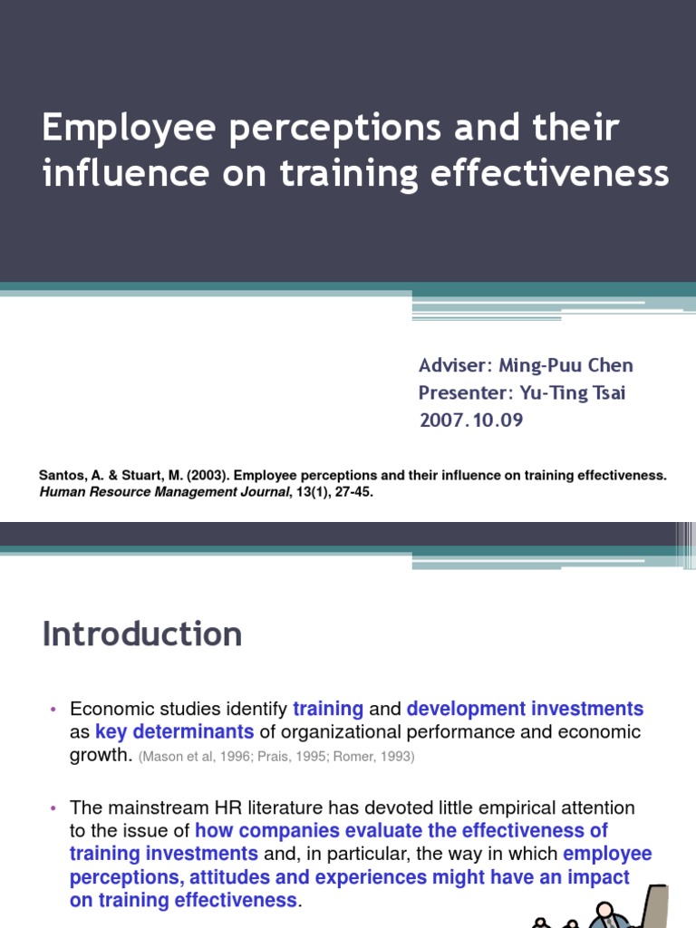Employee Perceptions and Their Influence On Training Effectiveness ...