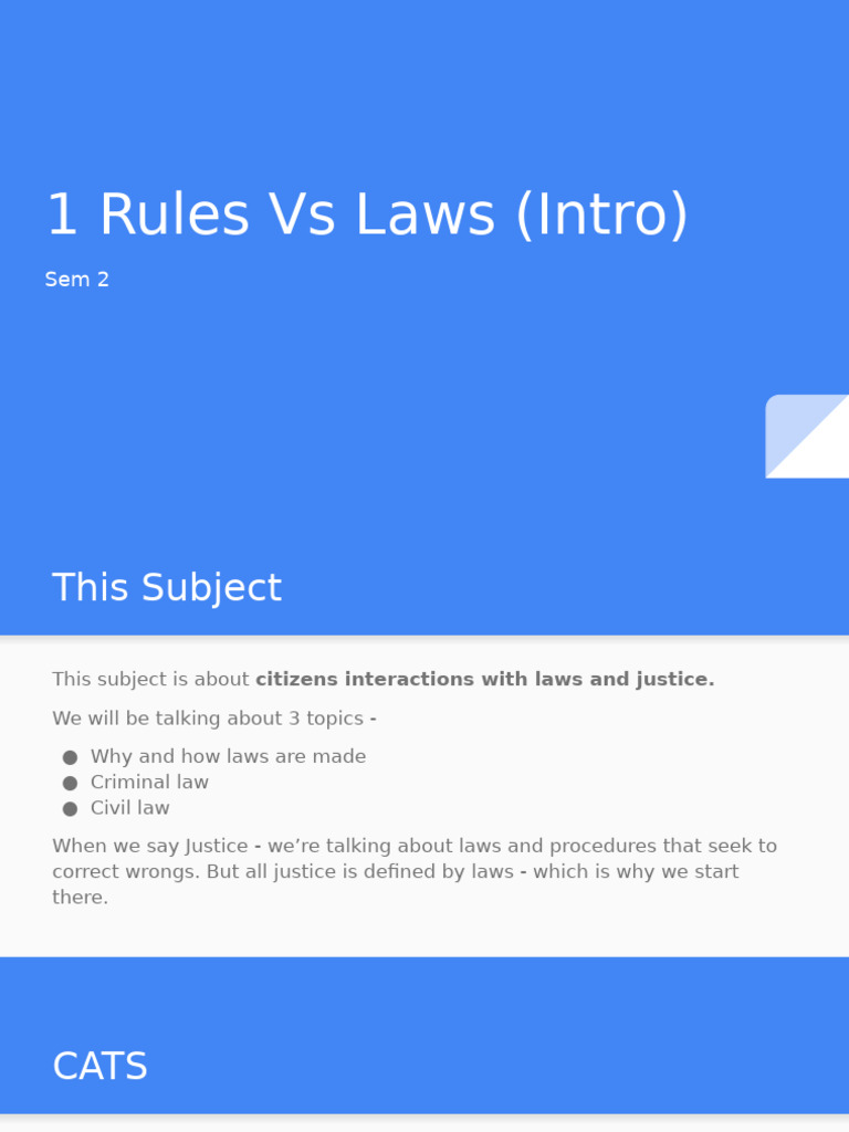 1 Rules Vs Laws - Intro SEM 2 | PDF | Crimes | Crime & Violence