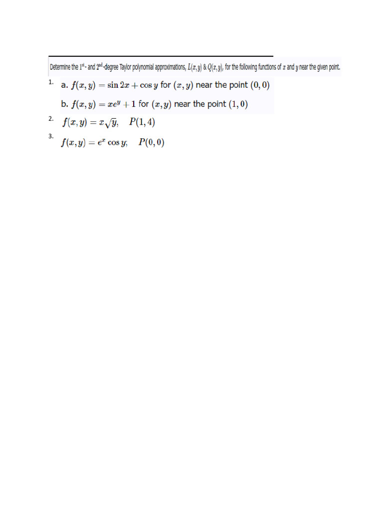 Practice Sheet: Taylor Expansion of A Two Variable Function | PDF
