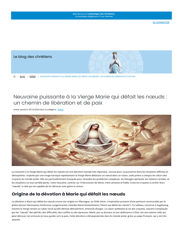 Neuvaine à Marie qui défait les nœuds | PDF | Marie, mère de Jésus | Prière